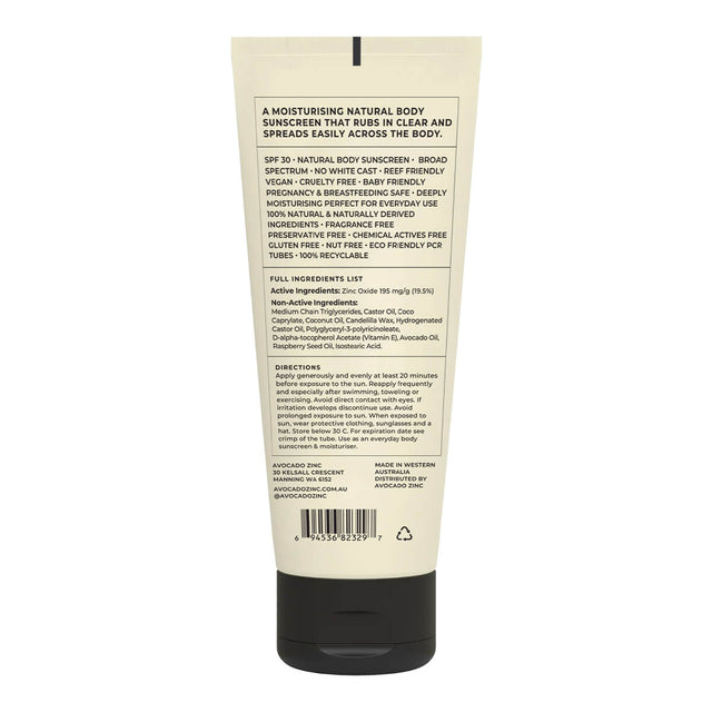 Avocado Zinc Natural Sunscreen | Nourished Life AU
