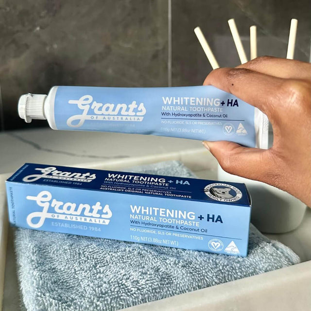 Grants Whitening +HA Natural Toothpaste - Fluoride Free | Nourished Life AU