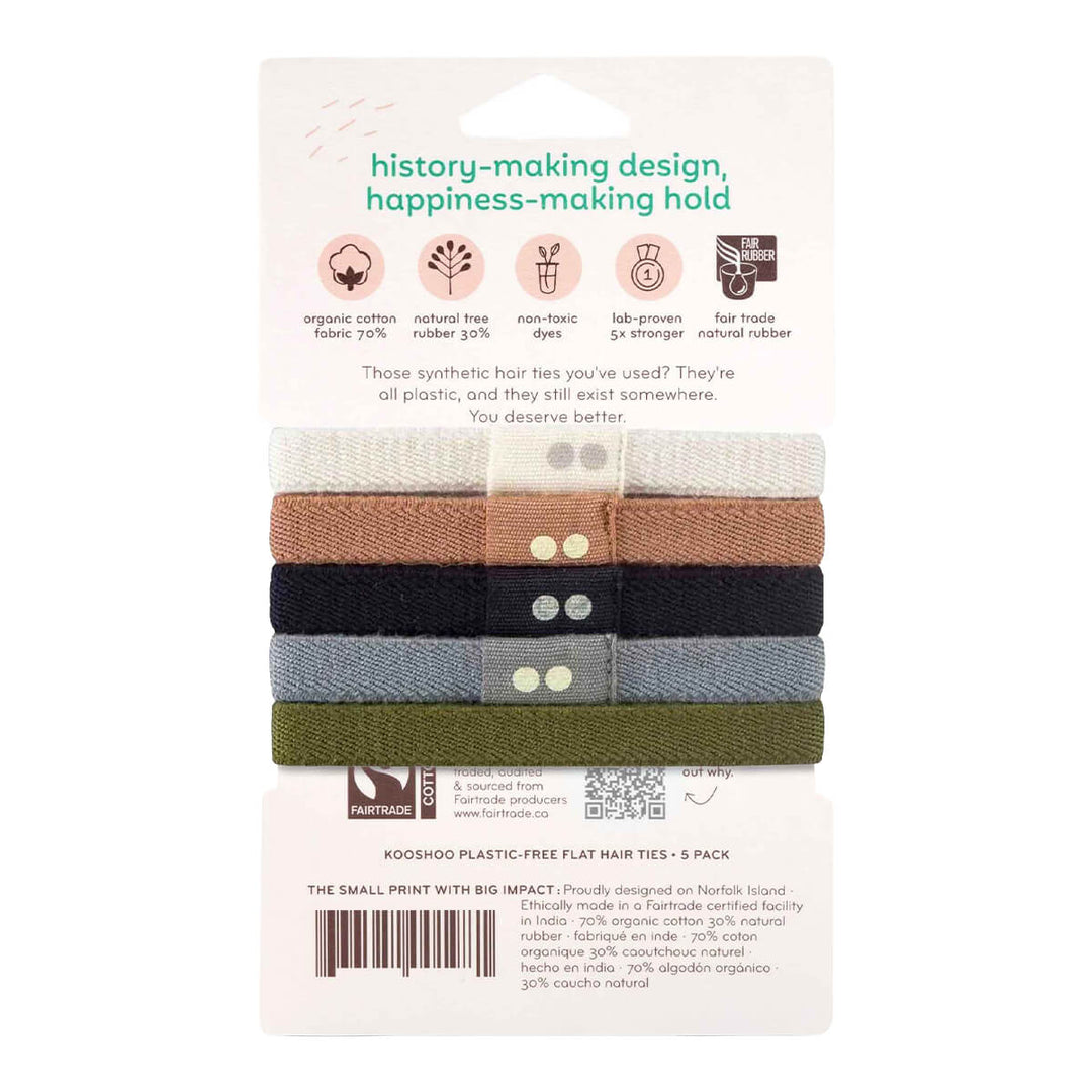 Kooshoo Plastic-Free Flat Hair Ties - Classic | Nourished Life AU