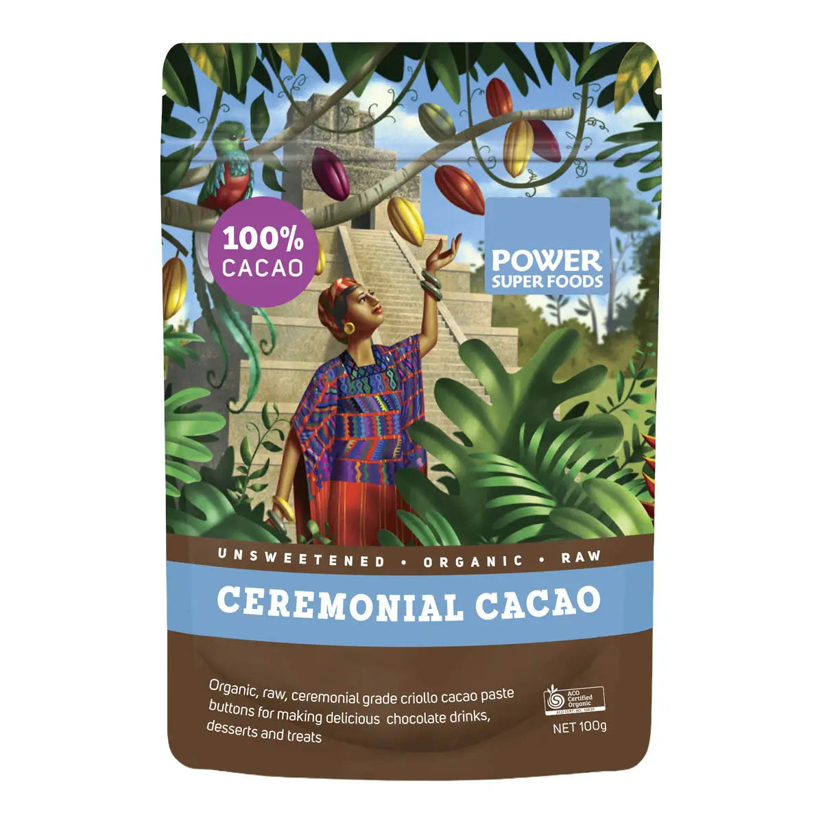 Power Super Foods Ceremonial Cacao Paste Raw Buttons | Nourished Life AU
